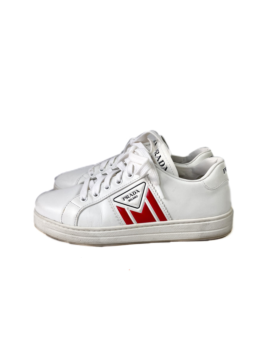 Prada district avenue white red leather sneakers size 38 – My ...