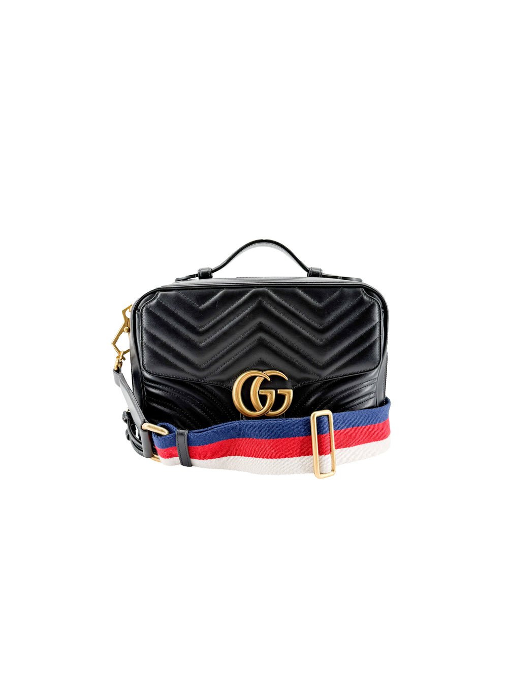 Gucci black calfskin Sylvie web small GG Marmont bag 498188 562600